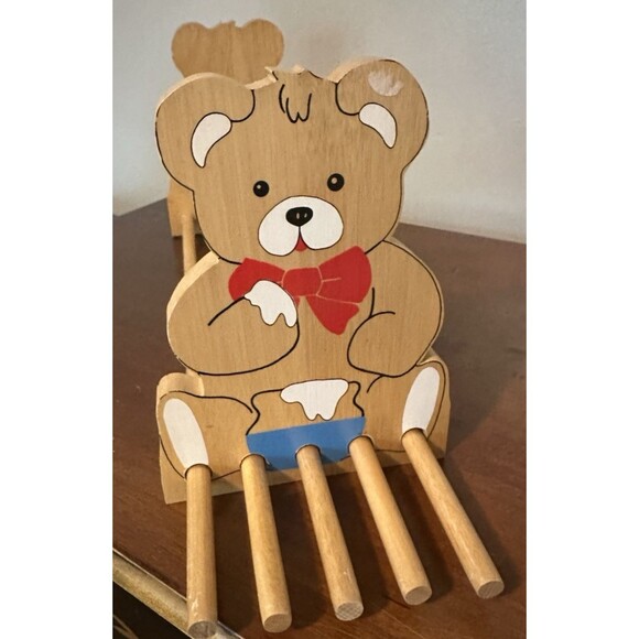 Unbranded | Accents | Vtg Teddy Bear Wooden Adjustable Slide Book Ends ...